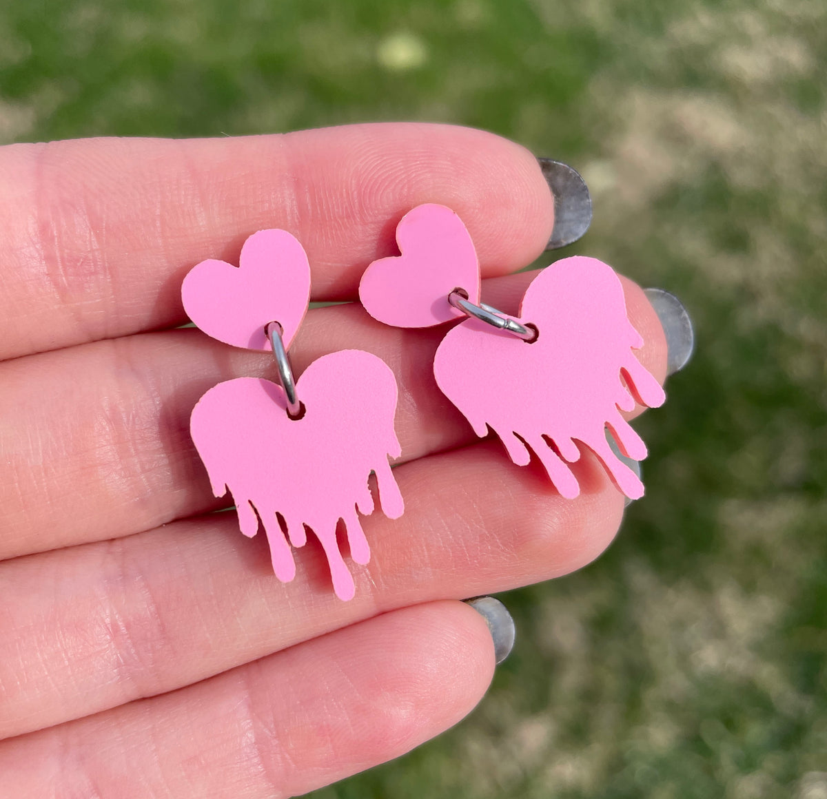 Matte Pink Melty Heart Earrings – Maddison Cherie